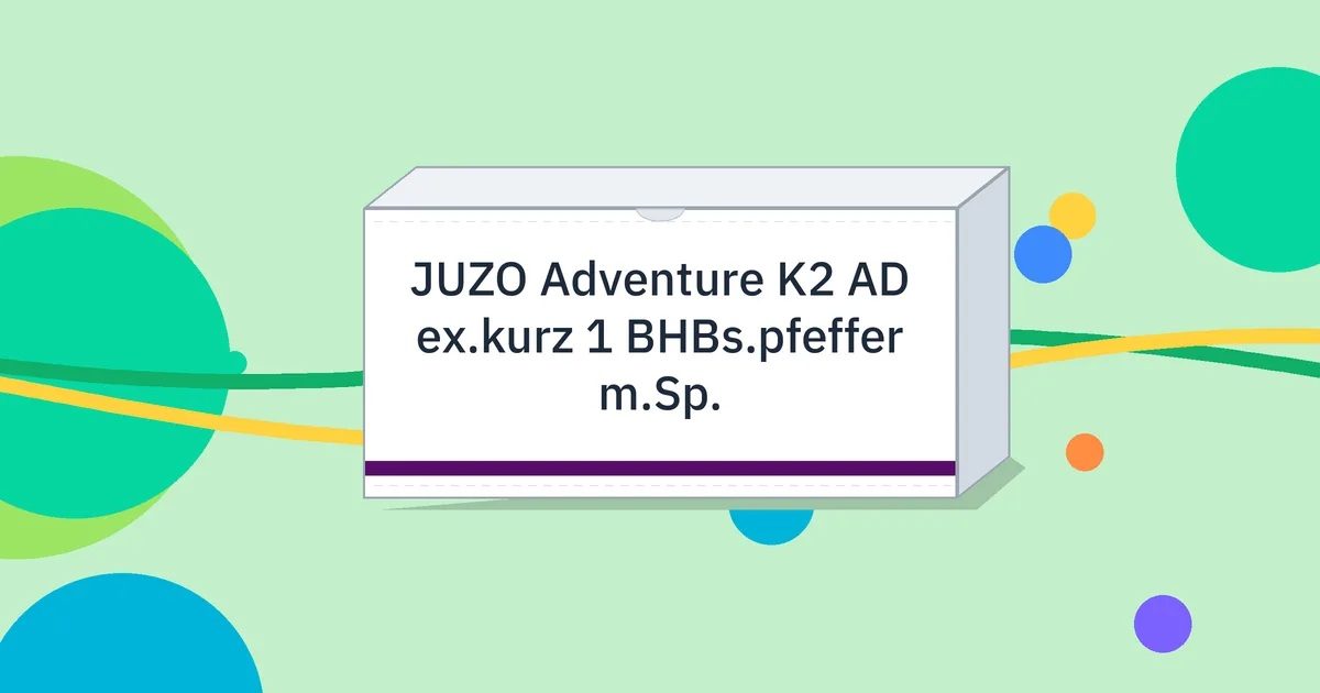 Symbolbild: Packung mit der Aufschrift JUZO Adventure K2 AD ex.kurz 1 BHBs.pfeffer m.Sp. (PZN 15497905) – Verfügbarkeit und Bezug in Apotheken in Frankfurt am Main