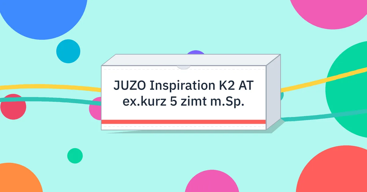 Symbolbild: Packung mit der Aufschrift JUZO Inspiration K2 AT ex.kurz 5 zimt m.Sp. (PZN 14932428) – Verfügbarkeit und Bezug in Apotheken in Frankfurt am Main