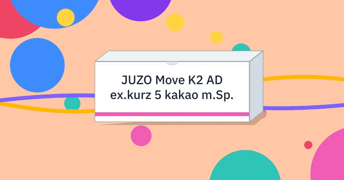 Symbolbild: Packung mit der Aufschrift JUZO Move K2 AD ex.kurz 5 kakao m.Sp. (PZN 18541682) – Verfügbarkeit und Bezug in Apotheken in Frankfurt am Main