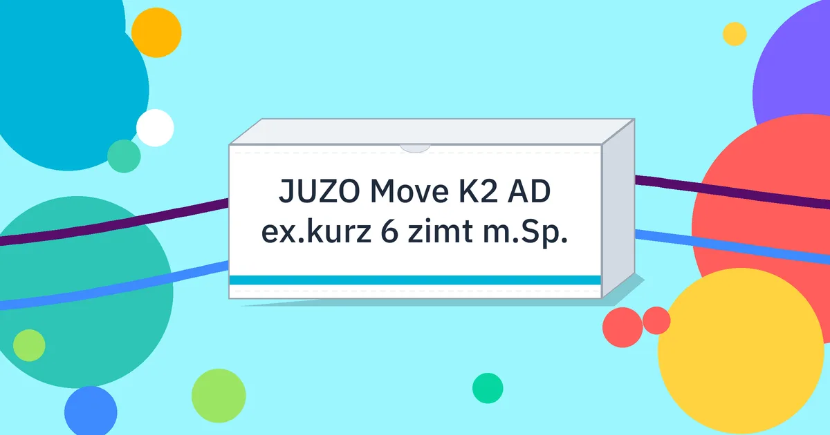 Symbolbild: Packung mit der Aufschrift JUZO Move K2 AD ex.kurz 6 zimt m.Sp. (PZN 18509856) – Verfügbarkeit und Bezug in Apotheken in Frankfurt am Main