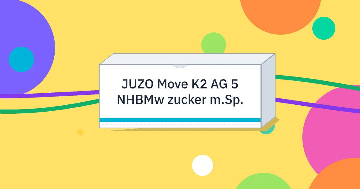 Symbolbild: Packung mit der Aufschrift JUZO Move K2 AG 5 NHBMw zucker m.Sp. (PZN 18523477) – Verfügbarkeit und Bezug in Apotheken in Frankfurt am Main
