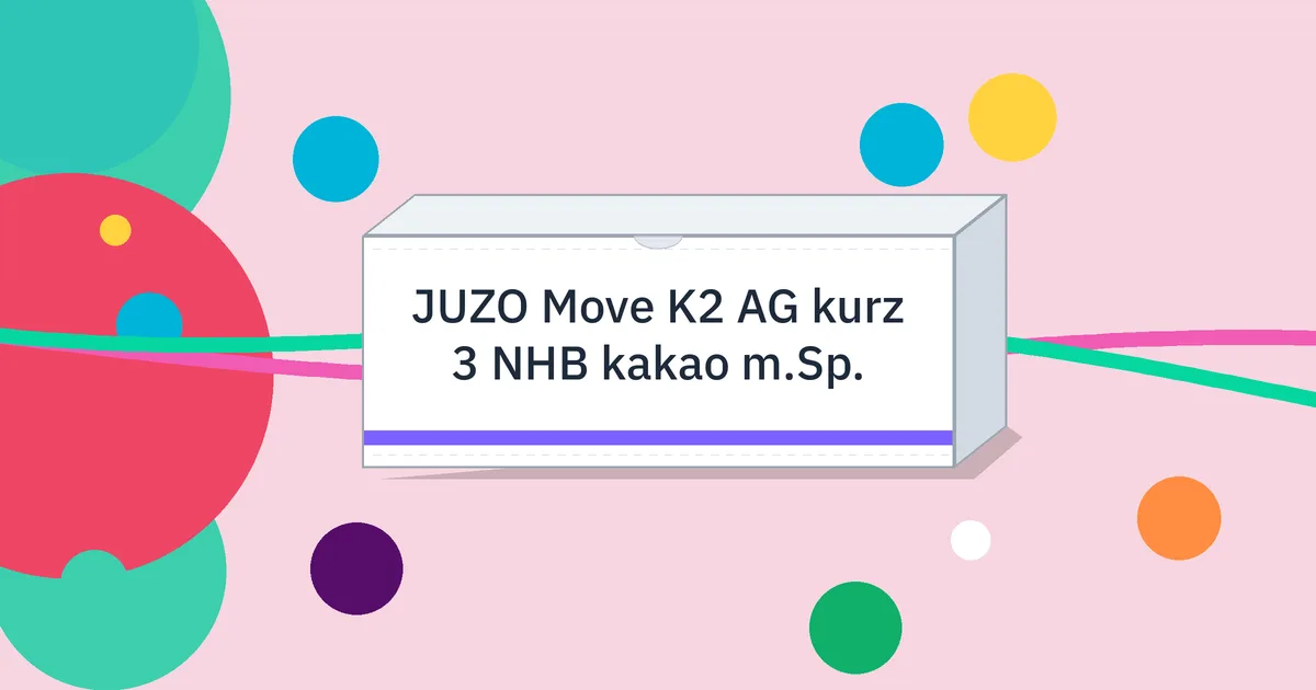 Symbolbild: Packung mit der Aufschrift JUZO Move K2 AG kurz 3 NHB kakao m.Sp. (PZN 18559417) – Verfügbarkeit und Bezug in Apotheken in Frankfurt am Main