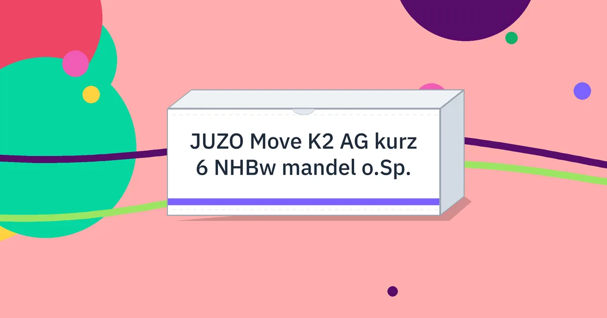 Symbolbild: Packung mit der Aufschrift JUZO Move K2 AG kurz 6 NHBw mandel o.Sp. (PZN 16641043) – Verfügbarkeit und Bezug in Apotheken in Frankfurt am Main