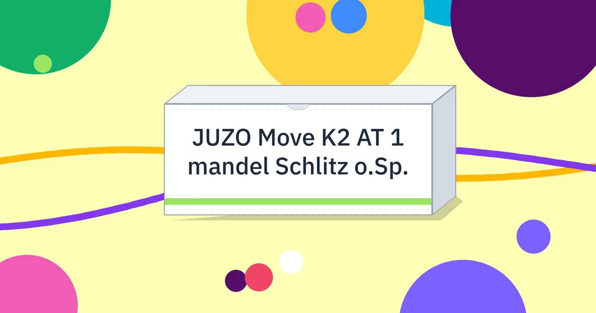 Symbolbild: Packung mit der Aufschrift JUZO Move K2 AT 1 mandel Schlitz o.Sp. (PZN 20670352) – Verfügbarkeit und Bezug in Apotheken in Frankfurt am Main