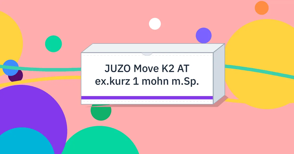 Symbolbild: Packung mit der Aufschrift JUZO Move K2 AT ex.kurz 1 mohn m.Sp. (PZN 20670949) – Verfügbarkeit und Bezug in Apotheken in Frankfurt am Main