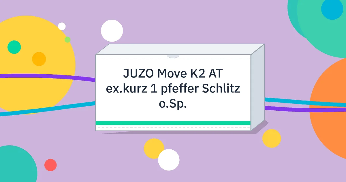 Symbolbild: Packung mit der Aufschrift JUZO Move K2 AT ex.kurz 1 pfeffer Schlitz o.Sp. (PZN 20673126) – Verfügbarkeit und Bezug in Apotheken in Frankfurt am Main