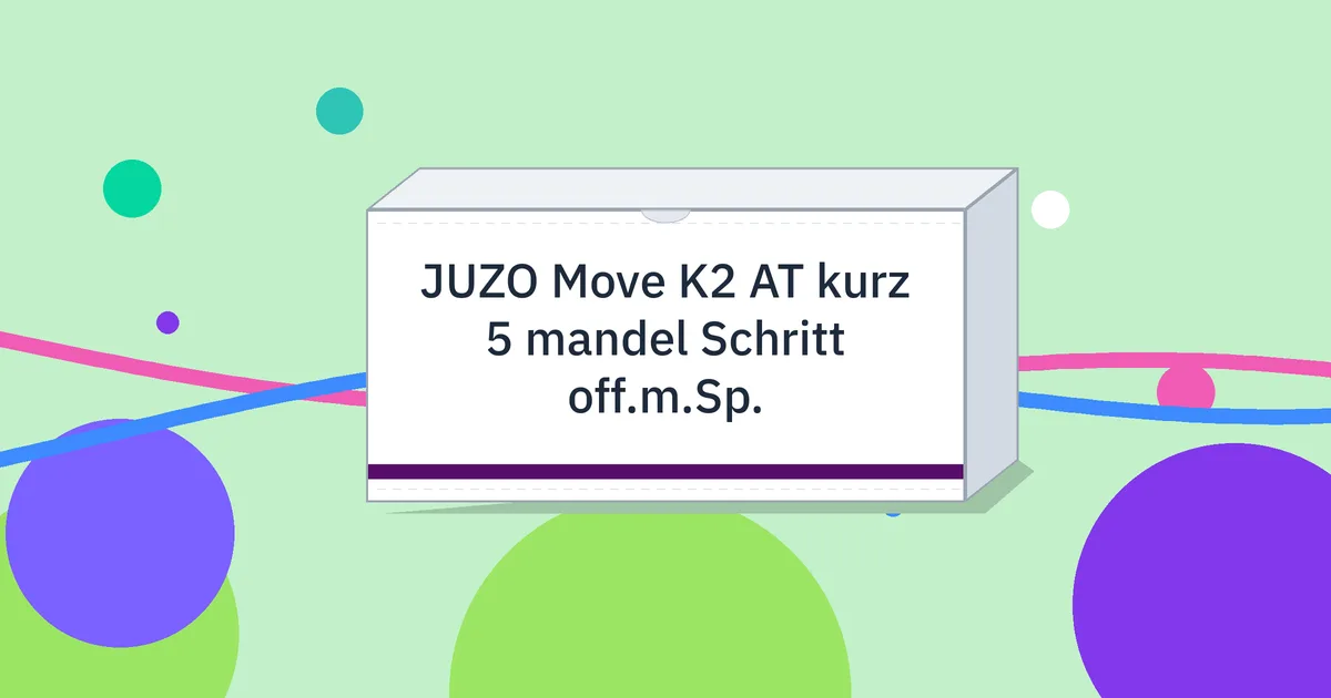 Symbolbild: Packung mit der Aufschrift JUZO Move K2 AT kurz 5 mandel Schritt off.m.Sp. (PZN 20674539) – Verfügbarkeit und Bezug in Apotheken in Frankfurt am Main