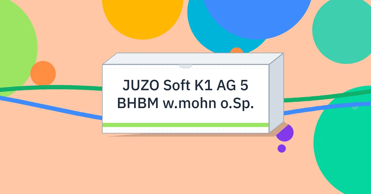 Symbolbild: Packung mit der Aufschrift JUZO Soft K1 AG 5 BHBM w.mohn o.Sp. (PZN 14865146) – Verfügbarkeit und Bezug in Apotheken in Frankfurt am Main
