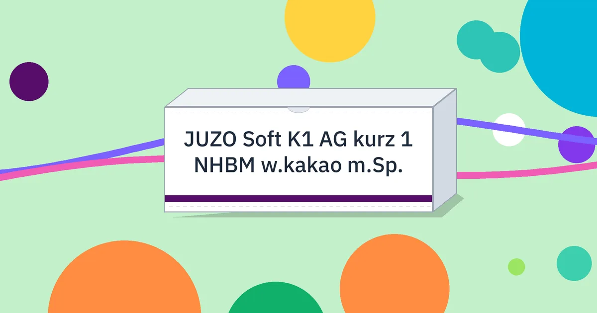 Symbolbild: Packung mit der Aufschrift JUZO Soft K1 AG kurz 1 NHBM w.kakao m.Sp. (PZN 15015869) – Verfügbarkeit und Bezug in Apotheken in Frankfurt am Main