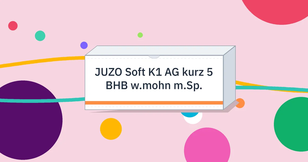 Symbolbild: Packung mit der Aufschrift JUZO Soft K1 AG kurz 5 BHB w.mohn m.Sp. (PZN 14838379) – Verfügbarkeit und Bezug in Apotheken in Frankfurt am Main