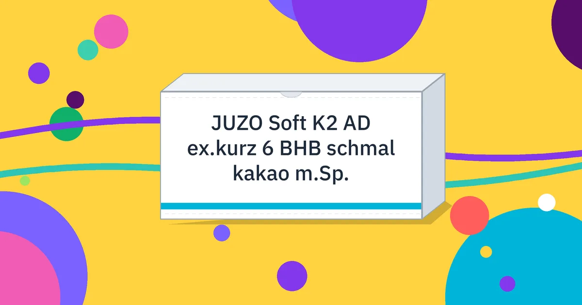 Symbolbild: Packung mit der Aufschrift JUZO Soft K2 AD ex.kurz 6 BHB schmal kakao m.Sp. (PZN 15466750) – Verfügbarkeit und Bezug in Apotheken in Frankfurt am Main