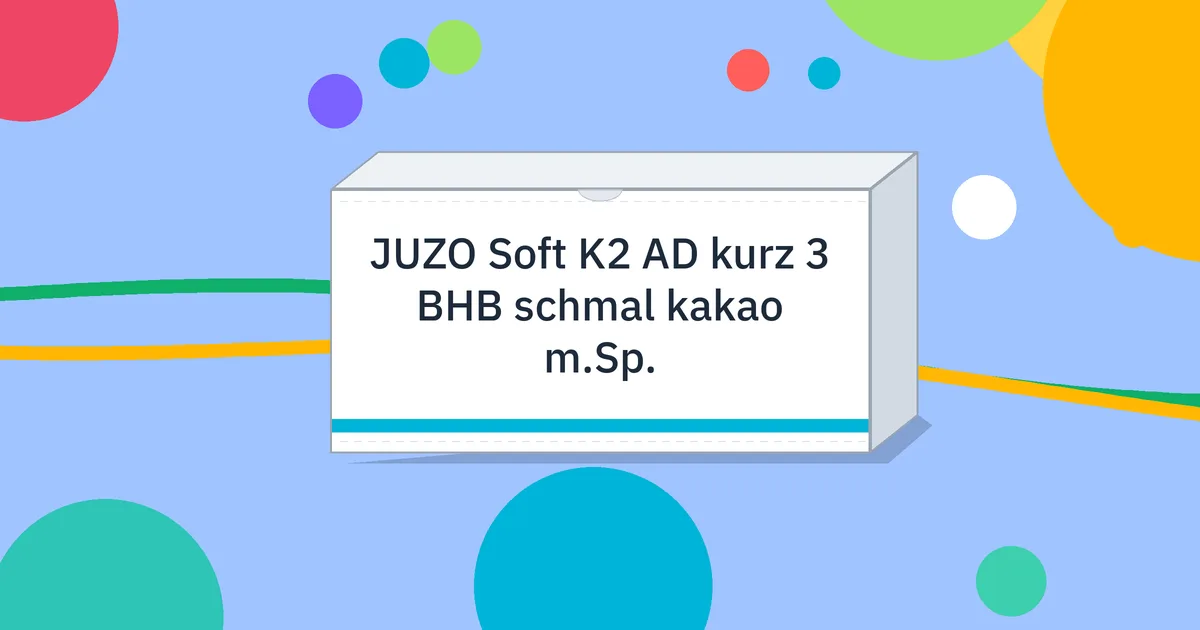Symbolbild: Packung mit der Aufschrift JUZO Soft K2 AD kurz 3 BHB schmal kakao m.Sp. (PZN 15466052) – Verfügbarkeit und Bezug in Apotheken in Frankfurt am Main