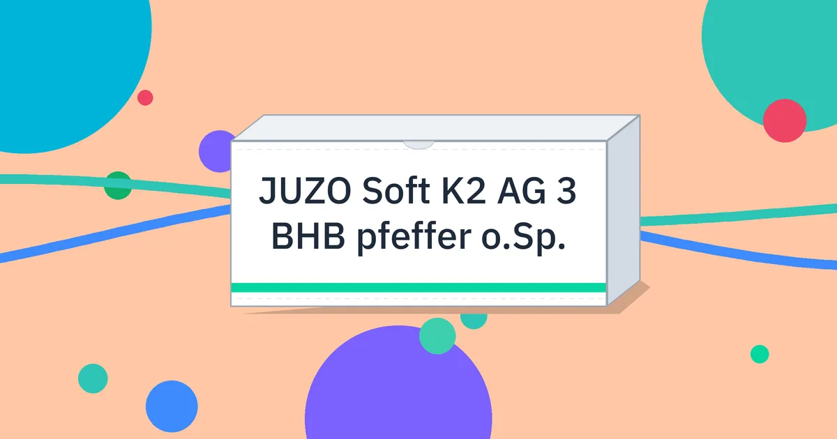 Symbolbild: Packung mit der Aufschrift JUZO Soft K2 AG 3 BHB pfeffer o.Sp. (PZN 14825299) – Verfügbarkeit und Bezug in Apotheken in Frankfurt am Main