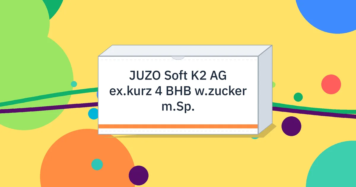 Symbolbild: Packung mit der Aufschrift JUZO Soft K2 AG ex.kurz 4 BHB w.zucker m.Sp. (PZN 14843127) – Verfügbarkeit und Bezug in Apotheken in Frankfurt am Main