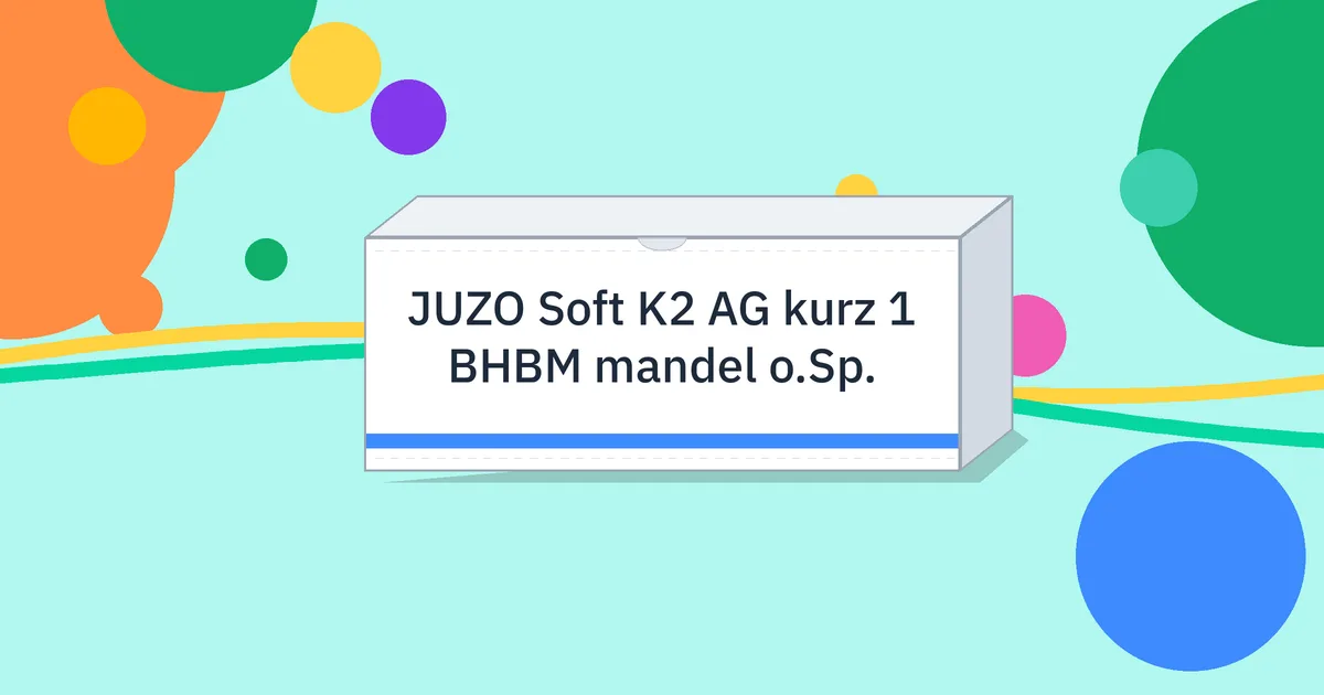 Symbolbild: Packung mit der Aufschrift JUZO Soft K2 AG kurz 1 BHBM mandel o.Sp. (PZN 14861740) – Verfügbarkeit und Bezug in Apotheken in Frankfurt am Main