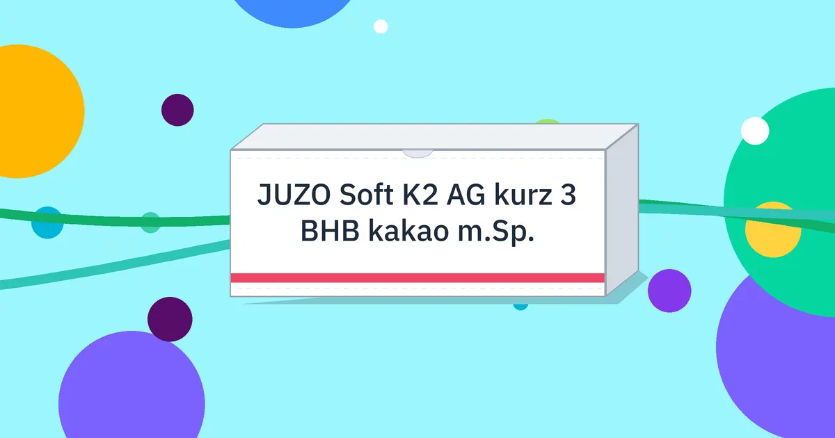Symbolbild: Packung mit der Aufschrift JUZO Soft K2 AG kurz 3 BHB kakao m.Sp. (PZN 14826471) – Verfügbarkeit und Bezug in Apotheken in Frankfurt am Main