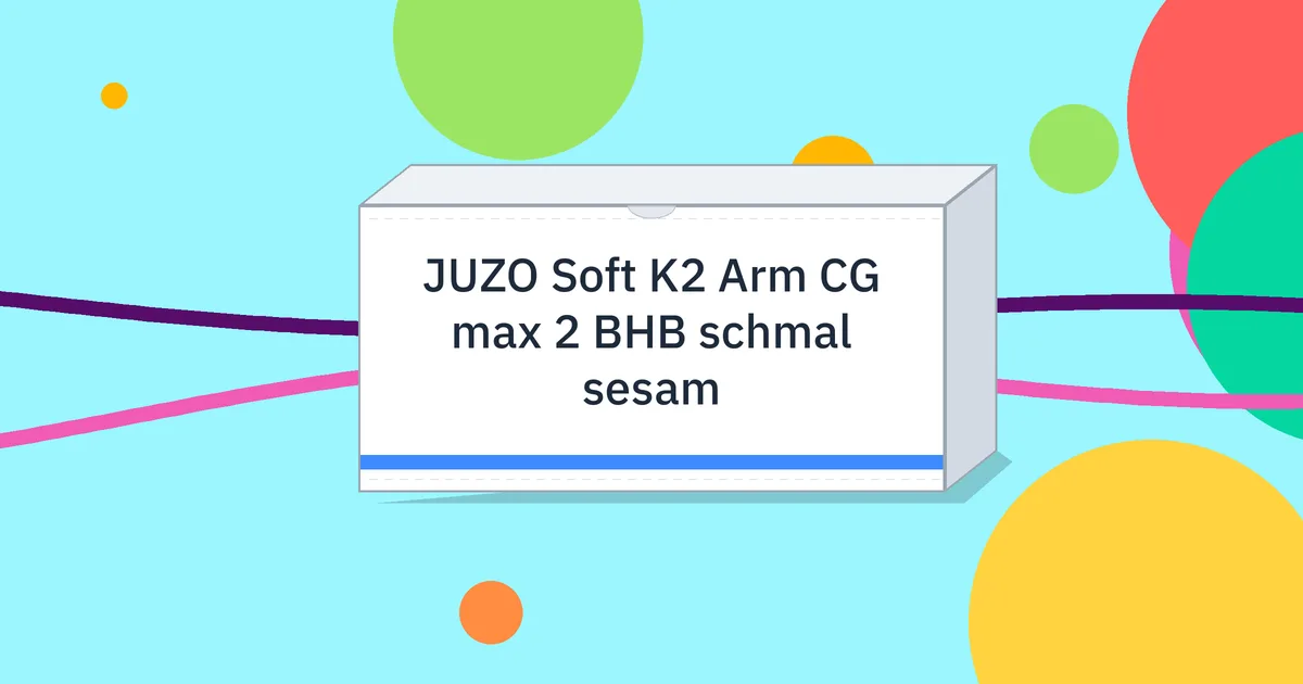 Symbolbild: Packung mit der Aufschrift JUZO Soft K2 Arm CG max 2 BHB schmal sesam (PZN 15513225) – Verfügbarkeit und Bezug in Apotheken in Frankfurt am Main