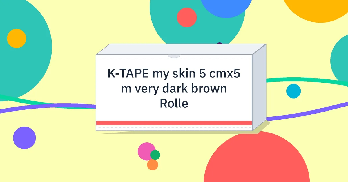 Symbolbild: Packung mit der Aufschrift K-TAPE my skin 5 cmx5 m very dark brown Rolle (PZN 17455377) – Verfügbarkeit und Bezug in Apotheken in Frankfurt am Main