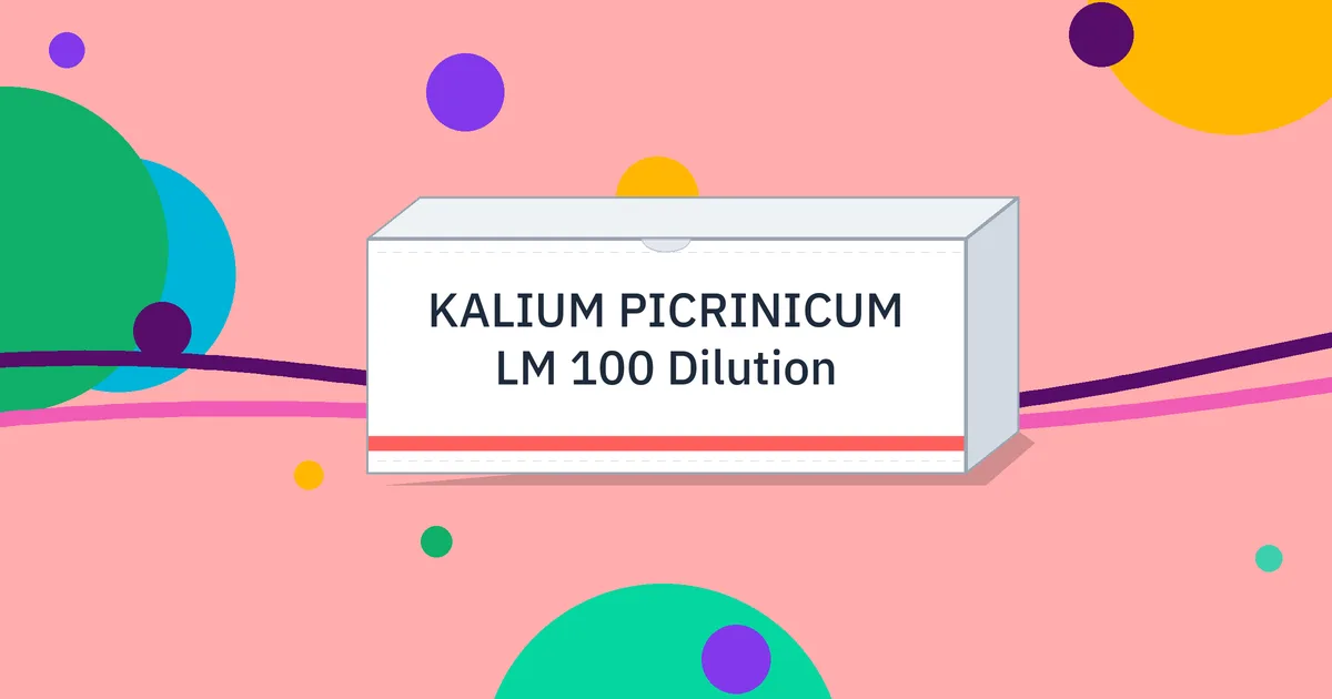 Symbolbild: Packung mit der Aufschrift KALIUM PICRINICUM LM 100 Dilution (PZN 12925281) – Verfügbarkeit und Bezug in Apotheken in Frankfurt am Main