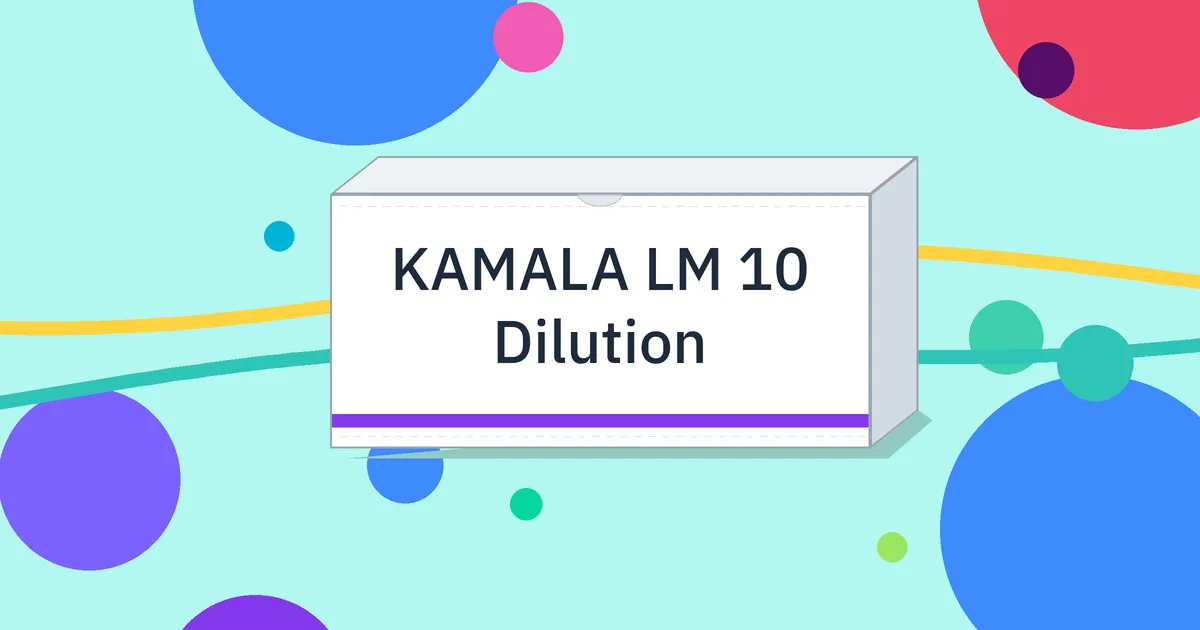 Symbolbild: Packung mit der Aufschrift KAMALA LM 10 Dilution (PZN 13518017) – Verfügbarkeit und Bezug in Apotheken in Frankfurt am Main