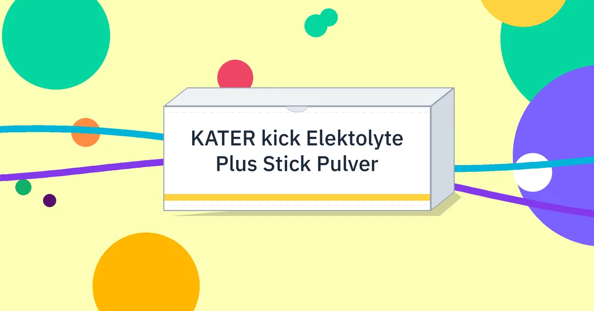 Symbolbild: Packung mit der Aufschrift KATER kick Elektolyte Plus Stick Pulver (PZN 19381252) – Verfügbarkeit und Bezug in Apotheken in Frankfurt am Main