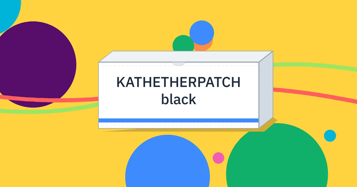 Symbolbild: Packung mit der Aufschrift KATHETHERPATCH black (PZN 19866943) – Verfügbarkeit und Bezug in Apotheken in Frankfurt am Main