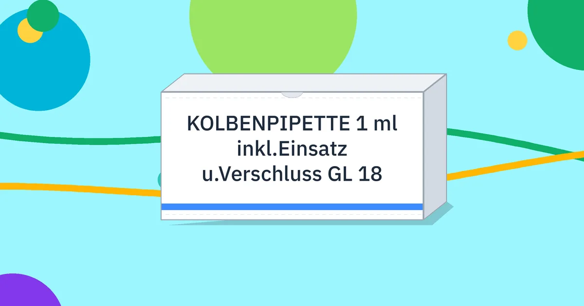 Symbolbild: Packung mit der Aufschrift KOLBENPIPETTE 1 ml inkl.Einsatz u.Verschluss GL 18 (PZN 02918363) – Verfügbarkeit und Bezug in Apotheken in Frankfurt am Main