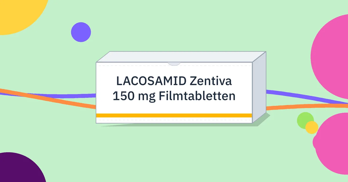 Symbolbild: Packung mit der Aufschrift LACOSAMID Zentiva 150 mg Filmtabletten (PZN 17593582) – Verfügbarkeit und Bezug in Apotheken in Frankfurt am Main