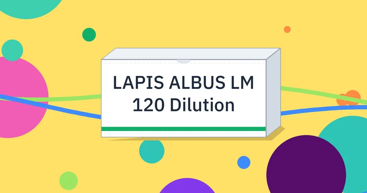 Symbolbild: Packung mit der Aufschrift LAPIS ALBUS LM 120 Dilution (PZN 13523455) – Verfügbarkeit und Bezug in Apotheken in Frankfurt am Main