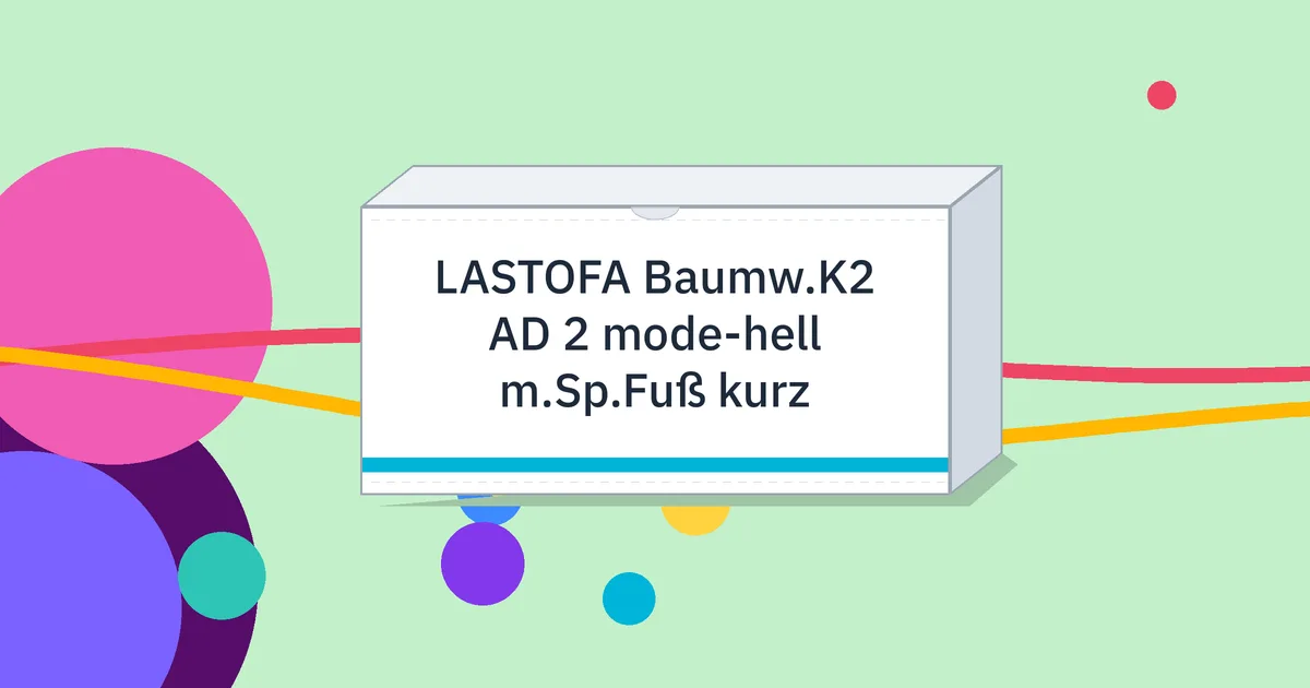 Symbolbild: Packung mit der Aufschrift LASTOFA Baumw.K2 AD 2 mode-hell m.Sp.Fuß kurz (PZN 01944128) – Verfügbarkeit und Bezug in Apotheken in Frankfurt am Main