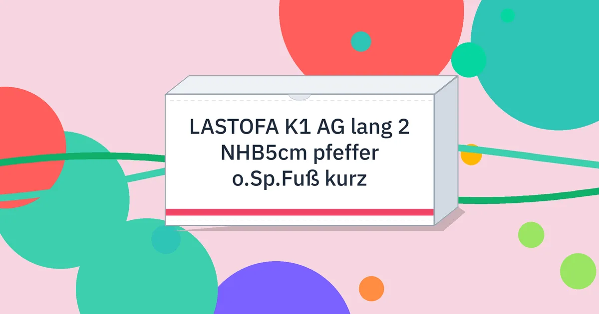 Symbolbild: Packung mit der Aufschrift LASTOFA K1 AG lang 2 NHB5cm pfeffer o.Sp.Fuß kurz (PZN 13790446) – Verfügbarkeit und Bezug in Apotheken in Frankfurt am Main
