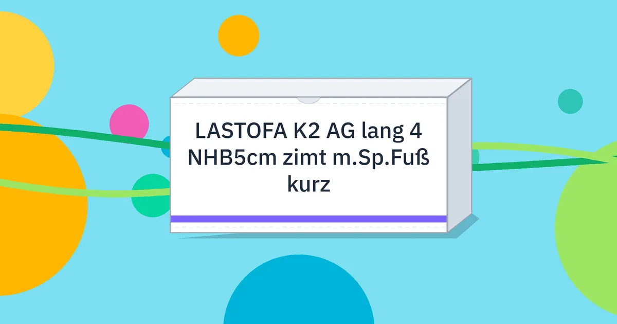 Symbolbild: Packung mit der Aufschrift LASTOFA K2 AG lang 4 NHB5cm zimt m.Sp.Fuß kurz (PZN 13805082) – Verfügbarkeit und Bezug in Apotheken in Frankfurt am Main