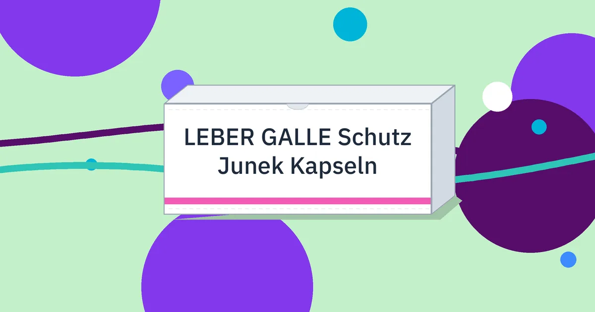 Symbolbild: Packung mit der Aufschrift LEBER GALLE Schutz Junek Kapseln (PZN 06557258) – Verfügbarkeit und Bezug in Apotheken in Frankfurt am Main
