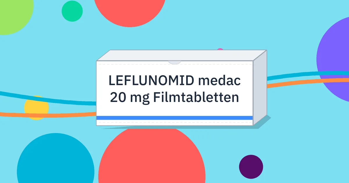 Symbolbild: Packung mit der Aufschrift LEFLUNOMID medac 20 mg Filmtabletten (PZN 11300107) – Verfügbarkeit und Bezug in Apotheken in Frankfurt am Main
