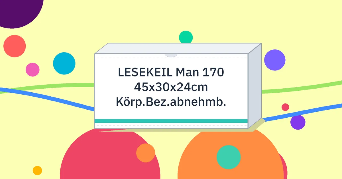 Symbolbild: Packung mit der Aufschrift LESEKEIL Man 170 45x30x24cm Körp.Bez.abnehmb. (PZN 08850985) – Verfügbarkeit und Bezug in Apotheken in Frankfurt am Main