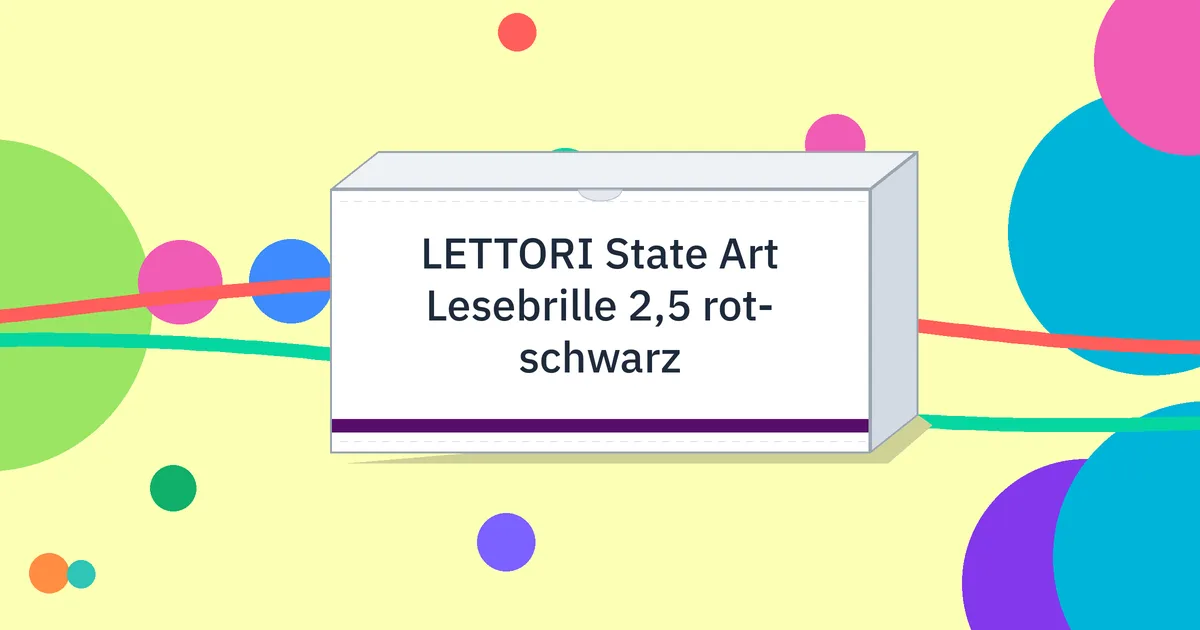 Symbolbild: Packung mit der Aufschrift LETTORI State Art Lesebrille 2,5 rot-schwarz (PZN 11056506) – Verfügbarkeit und Bezug in Apotheken in Frankfurt am Main