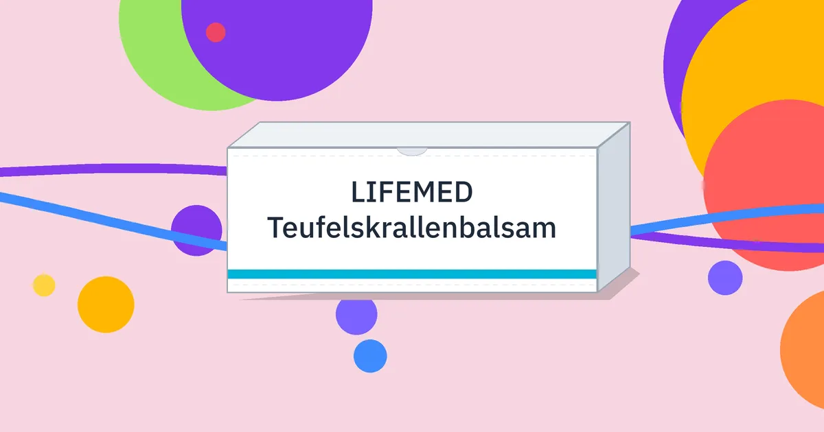 Symbolbild: Packung mit der Aufschrift LIFEMED Teufelskrallenbalsam (PZN 19382458) – Verfügbarkeit und Bezug in Apotheken in Frankfurt am Main