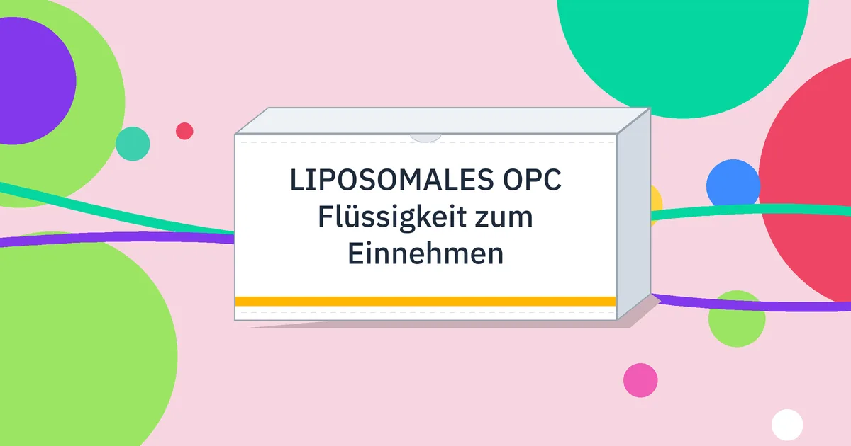Symbolbild: Packung mit der Aufschrift LIPOSOMALES OPC Flüssigkeit zum Einnehmen (PZN 18427360) – Verfügbarkeit und Bezug in Apotheken in Frankfurt am Main