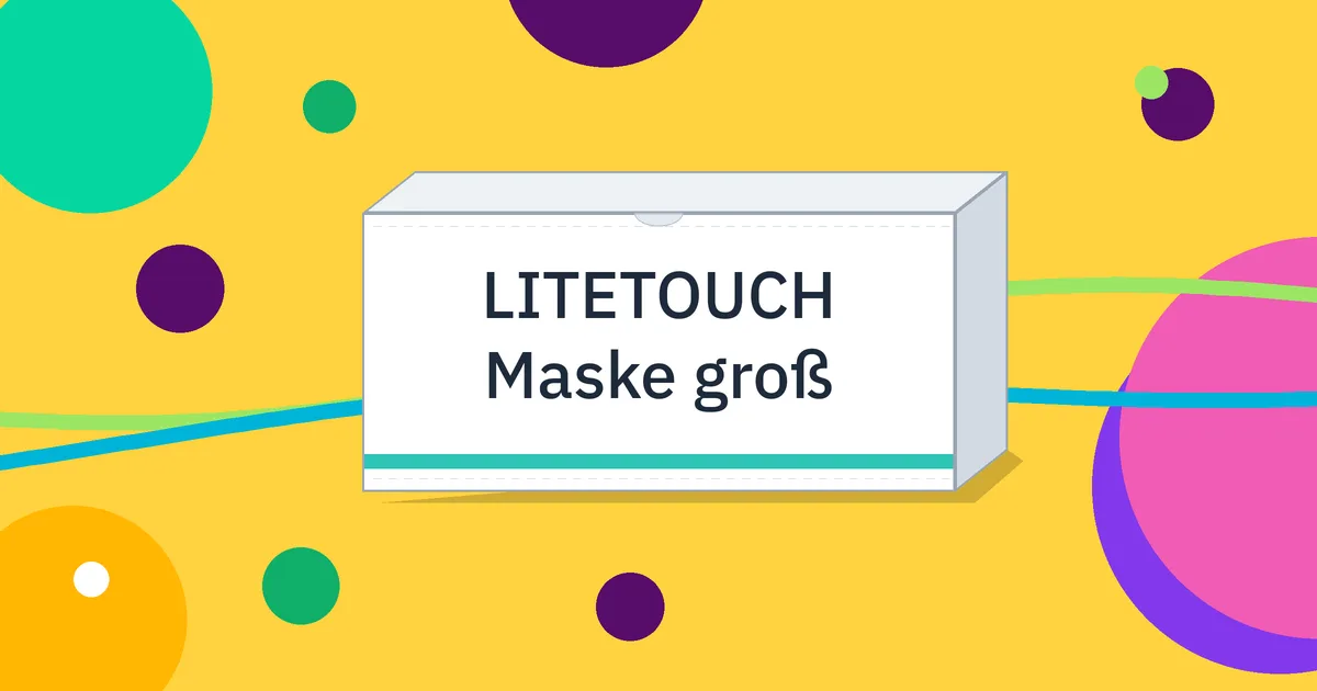 Symbolbild: Packung mit der Aufschrift LITETOUCH Maske groß (PZN 09693476) – Verfügbarkeit und Bezug in Apotheken in Frankfurt am Main