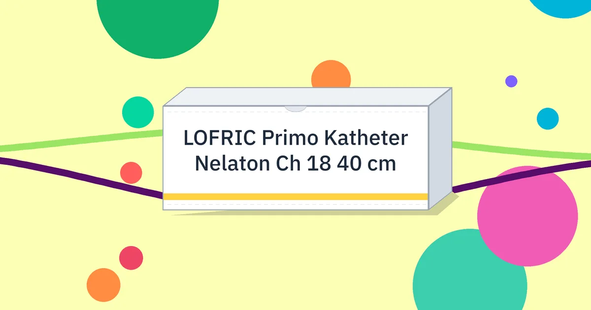 Symbolbild: Packung mit der Aufschrift LOFRIC Primo Katheter Nelaton Ch 18 40 cm (PZN 16672440) – Verfügbarkeit und Bezug in Apotheken in Frankfurt am Main