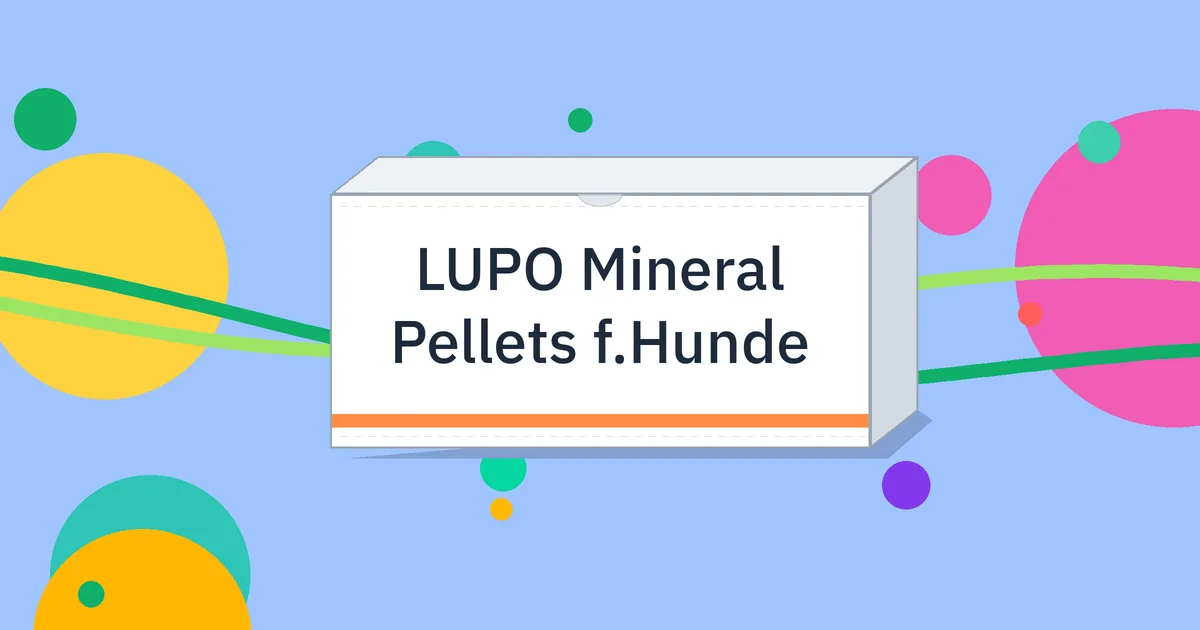 Symbolbild: Packung mit der Aufschrift LUPO Mineral Pellets f.Hunde (PZN 19252336) – Verfügbarkeit und Bezug in Apotheken in Frankfurt am Main