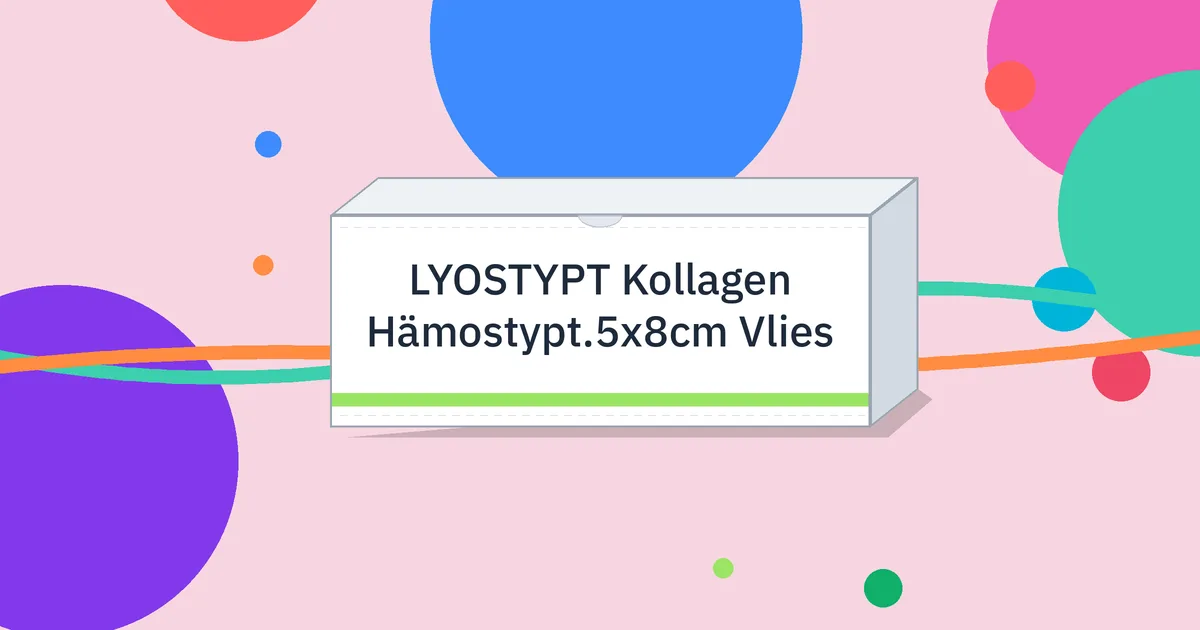 Symbolbild: Packung mit der Aufschrift LYOSTYPT Kollagen Hämostypt.5x8cm Vlies (PZN 00811968) – Verfügbarkeit und Bezug in Apotheken in Frankfurt am Main