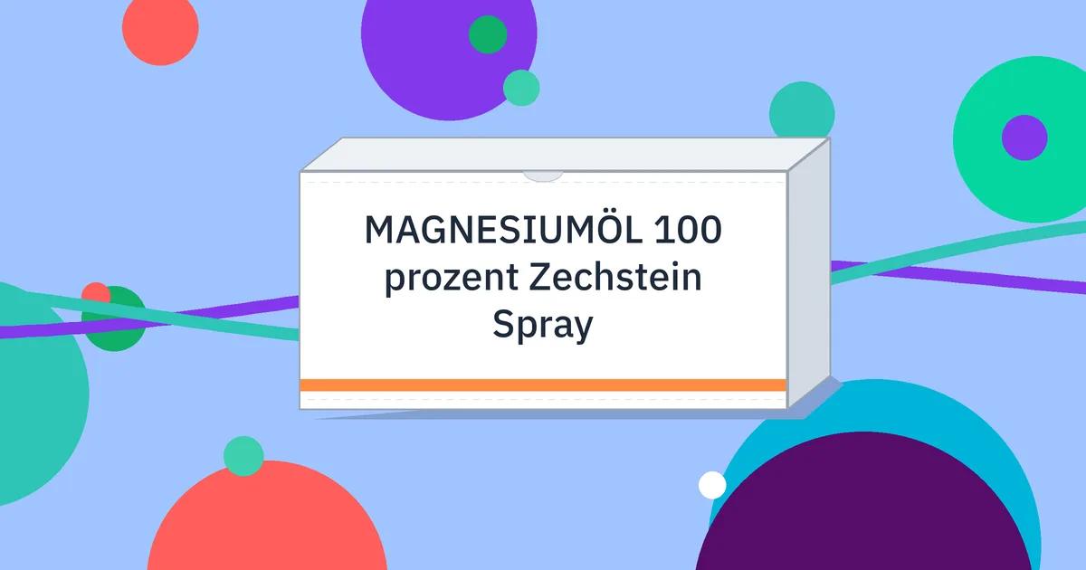 Symbolbild: Packung mit der Aufschrift MAGNESIUMÖL 100 prozent Zechstein Spray (PZN 19206543) – Verfügbarkeit und Bezug in Apotheken in Frankfurt am Main