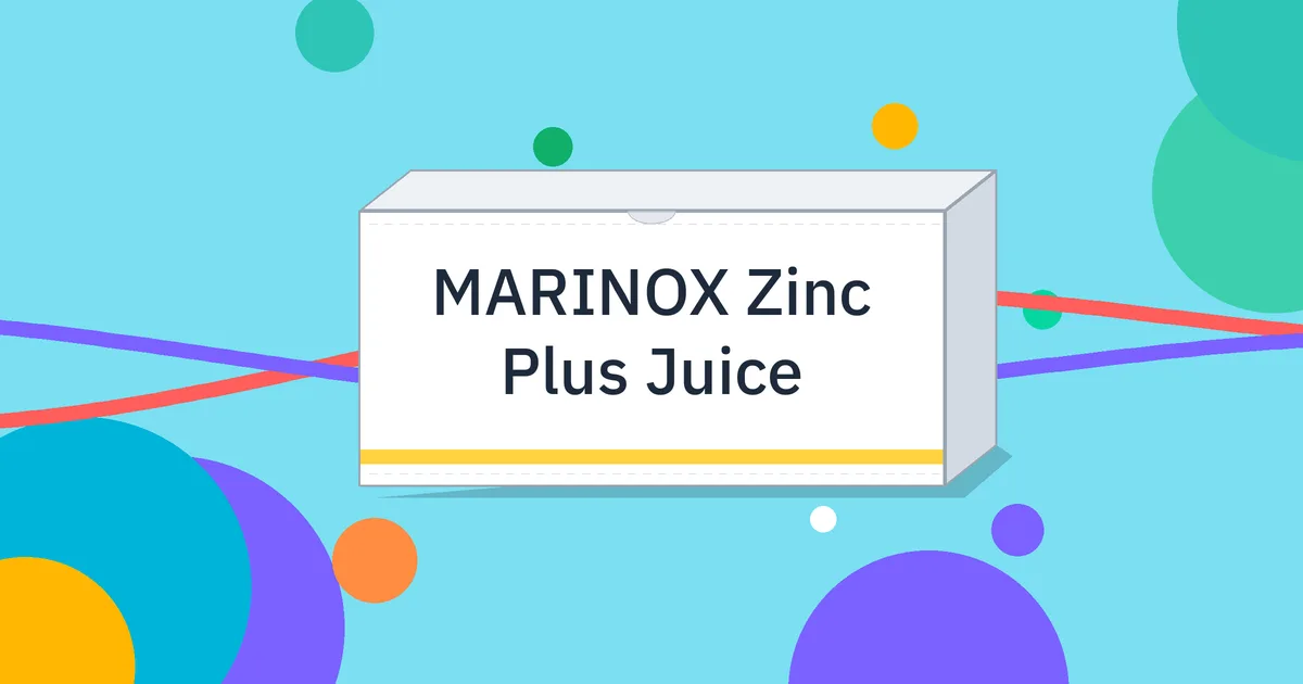 Symbolbild: Packung mit der Aufschrift MARINOX Zinc Plus Juice (PZN 12508034) – Verfügbarkeit und Bezug in Apotheken in Frankfurt am Main
