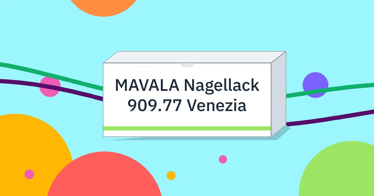 Symbolbild: Packung mit der Aufschrift MAVALA Nagellack 909.77 Venezia (PZN 15417591) – Verfügbarkeit und Bezug in Apotheken in Frankfurt am Main