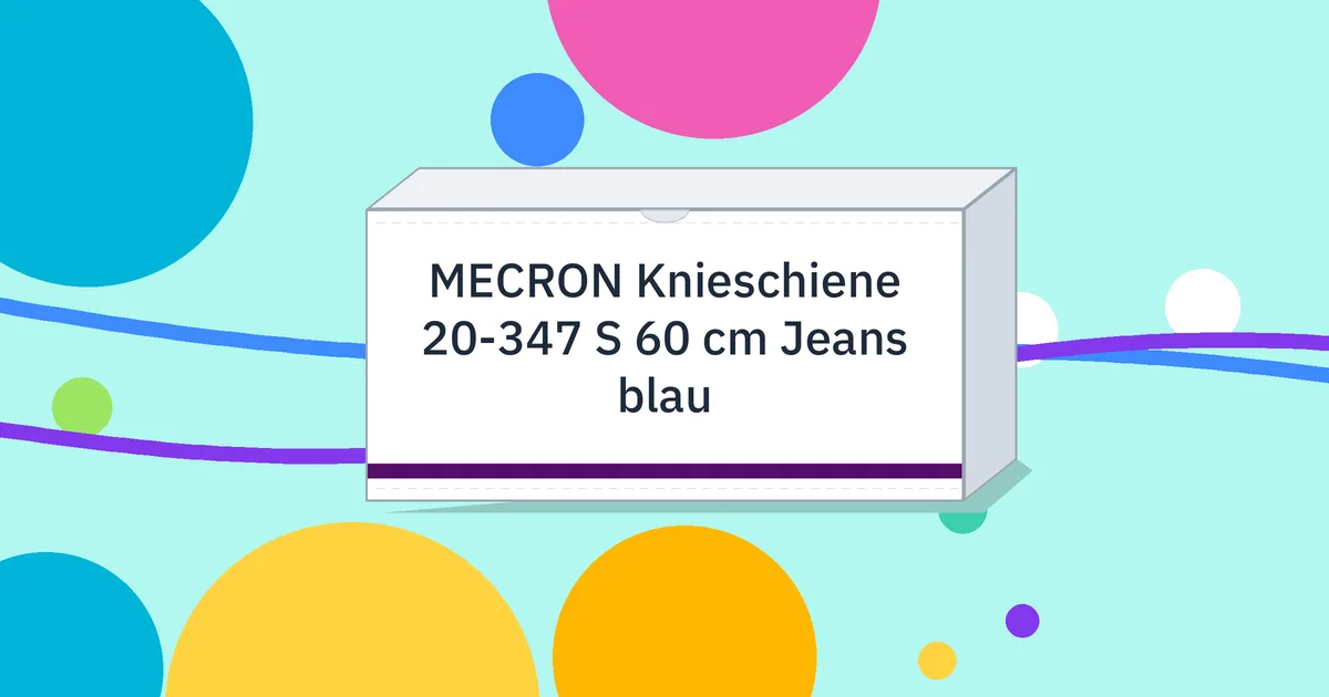 Symbolbild: Packung mit der Aufschrift MECRON Knieschiene 20-347 S 60 cm Jeans blau (PZN 02910551) – Verfügbarkeit und Bezug in Apotheken in Frankfurt am Main