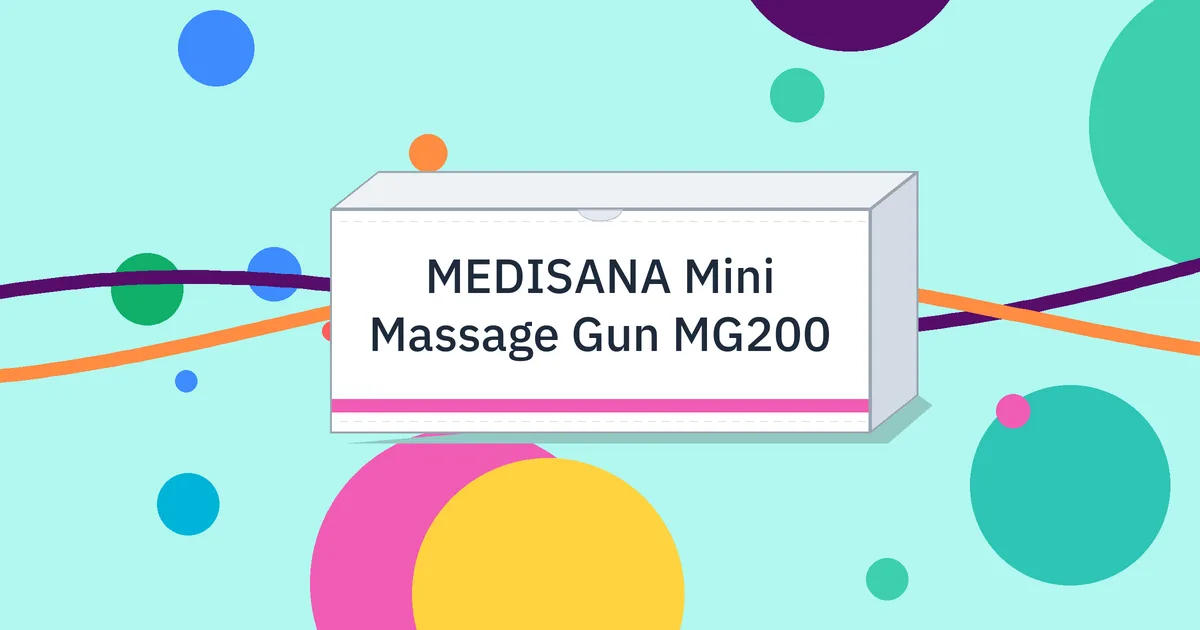 Symbolbild: Packung mit der Aufschrift MEDISANA Mini Massage Gun MG200 (PZN 20089002) – Verfügbarkeit und Bezug in Apotheken in Frankfurt am Main