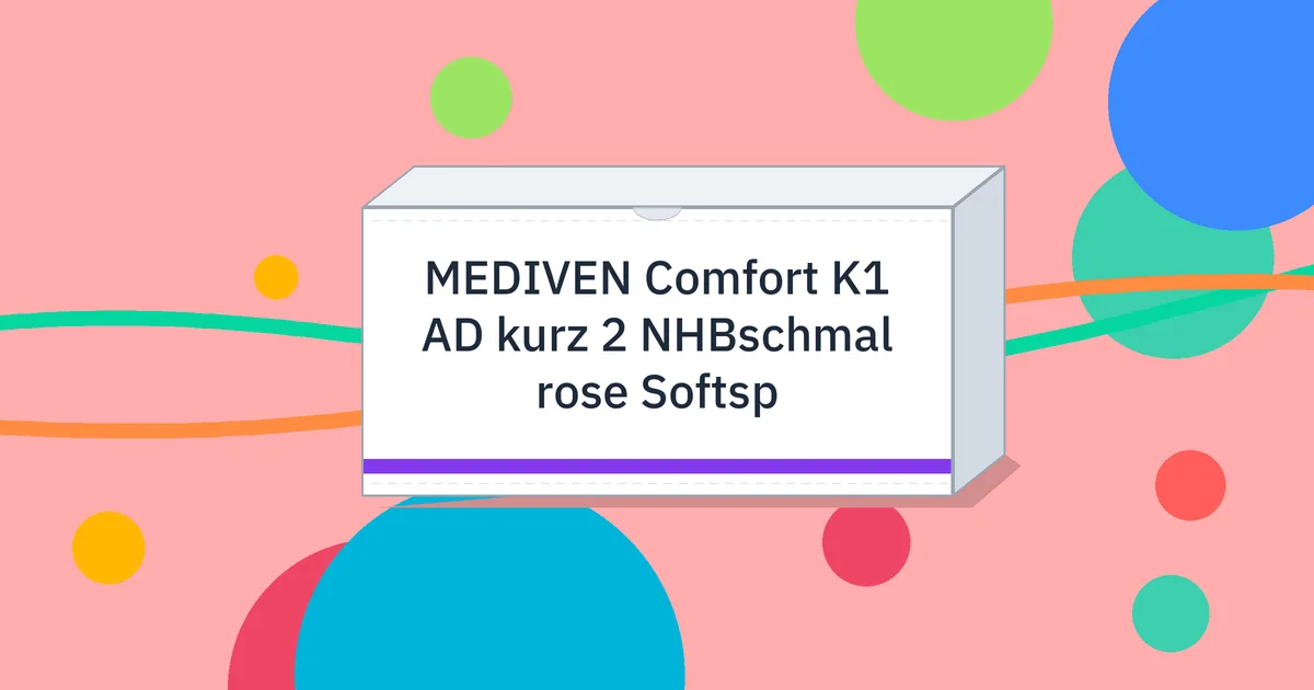 Symbolbild: Packung mit der Aufschrift MEDIVEN Comfort K1 AD kurz 2 NHBschmal rose Softsp (PZN 14557700) – Verfügbarkeit und Bezug in Apotheken in Frankfurt am Main