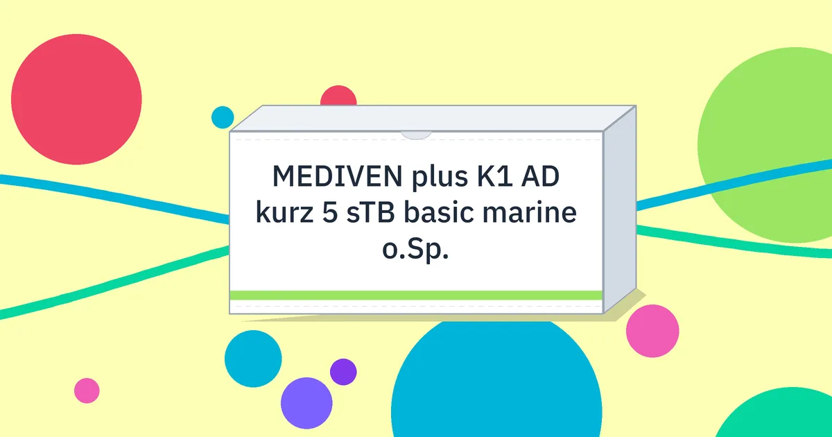 Symbolbild: Packung mit der Aufschrift MEDIVEN plus K1 AD kurz 5 sTB basic marine o.Sp. (PZN 15046143) – Verfügbarkeit und Bezug in Apotheken in Frankfurt am Main