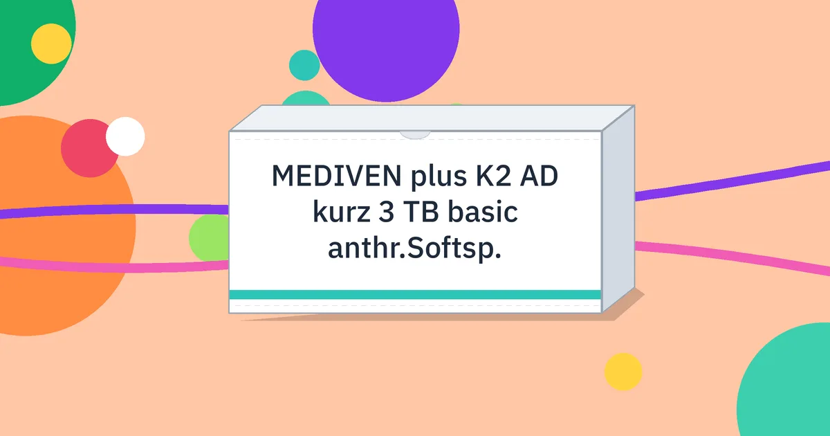 Symbolbild: Packung mit der Aufschrift MEDIVEN plus K2 AD kurz 3 TB basic anthr.Softsp. (PZN 15098051) – Verfügbarkeit und Bezug in Apotheken in Frankfurt am Main